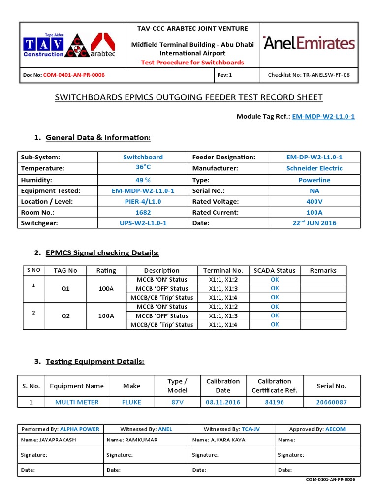 15 - Test Format For SCADA Test (OUTGOING) | PDF | Electric Power ...