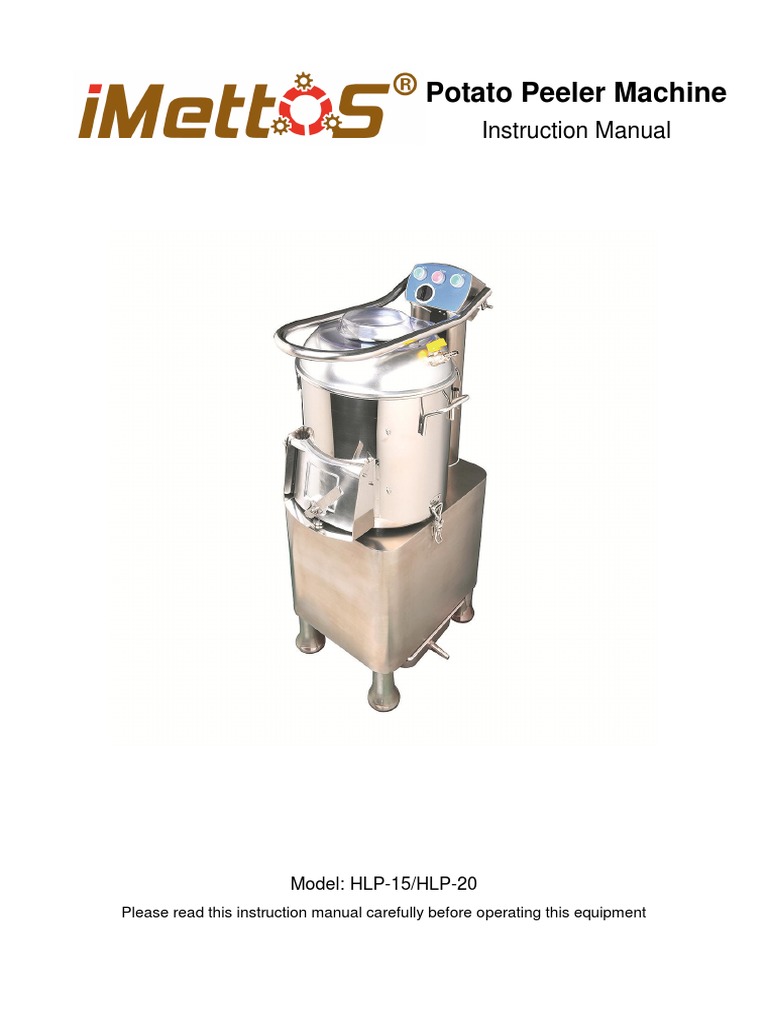 Potato Peeler Machine Instruction Manual Guide | PDF | Recycling | Waste