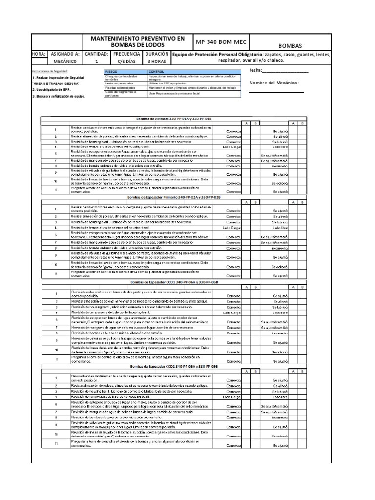 Check List Bombas Slurry | PDF | Naturaleza