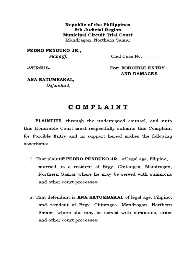 Draft Complaint | PDF | Lawsuit | Complaint