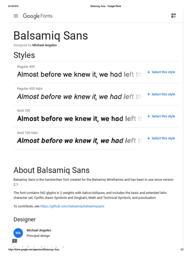 Balsamiq Sans Font Overview | PDF | Text | Typography