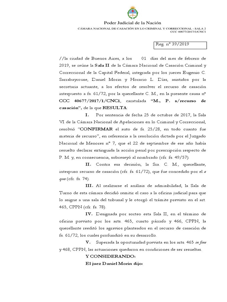 SALA II CNCP M.P. S. REC. CASACION Prescripcion de La Accion Penal ... SALA II CNCP M.P. S. REC. CASACION Prescripcion de La Accion Penal ...