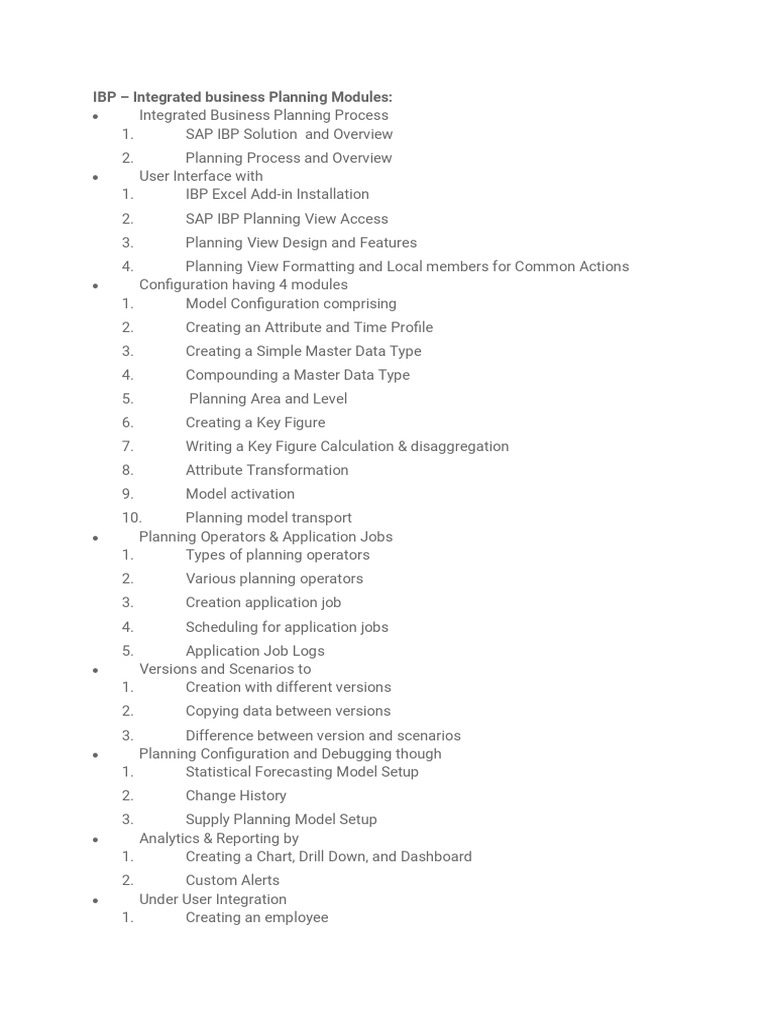 IBP - Integrated Business Planning Modules | Download Free PDF ...