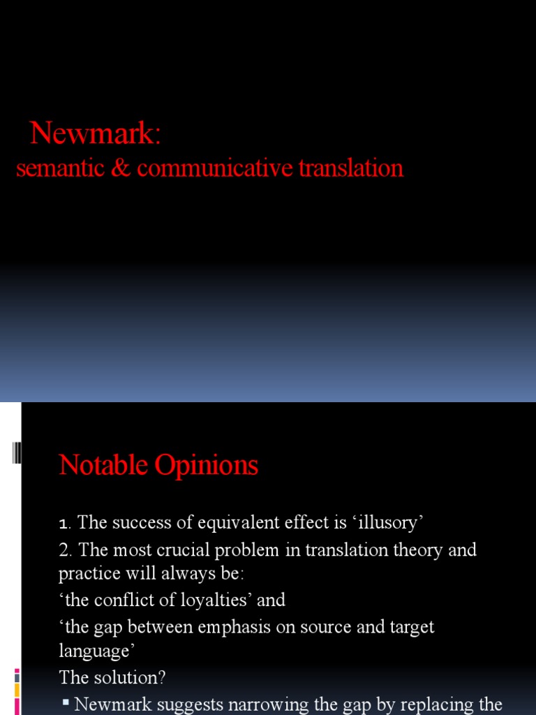 Newmark's Semantic vs. Communicative Translation | PDF