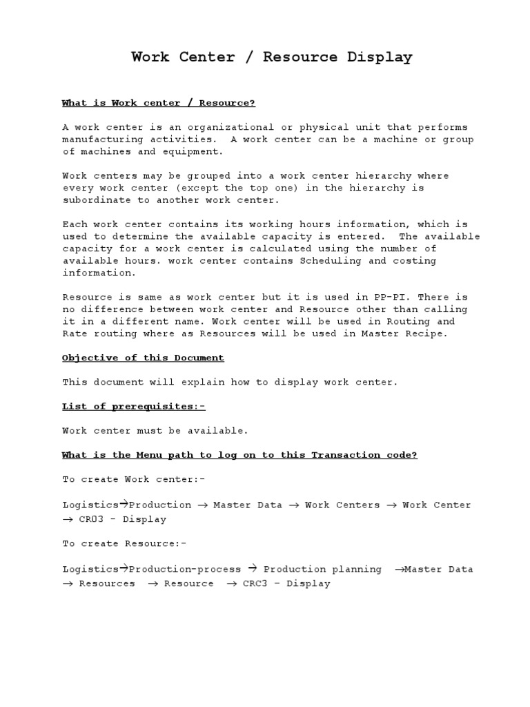 CR03-Work CenterDisplay | PDF | Computers