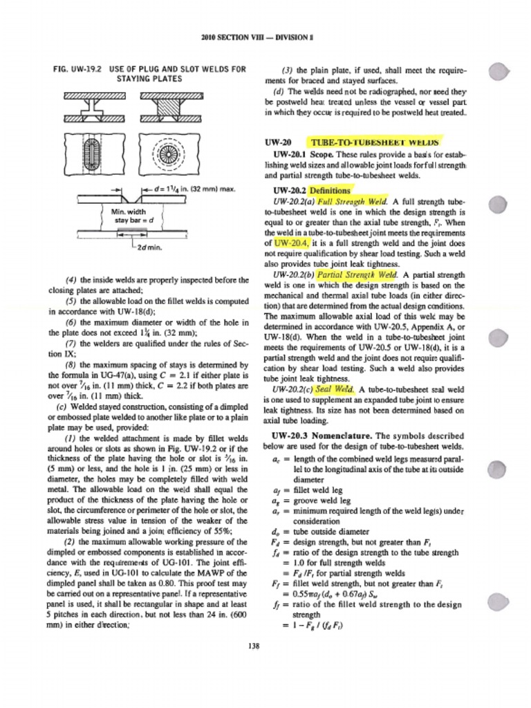 ASME Strength Weld Tube To Tubesheet Standards | PDF