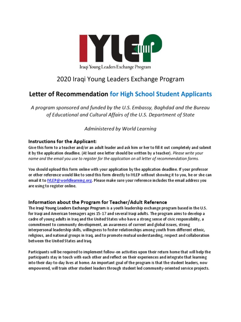 IYLEP Recommendation 2020 | PDF | Iraq | Teachers