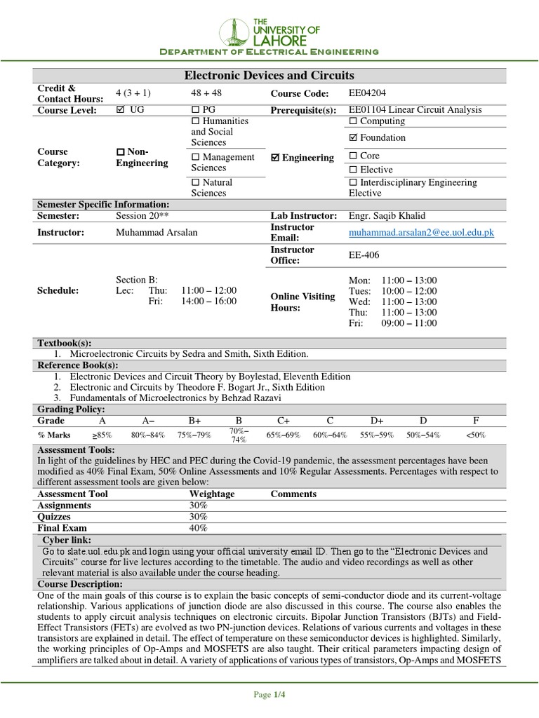 Electronic Devices and Circuits Outline | PDF | Bipolar Junction ...