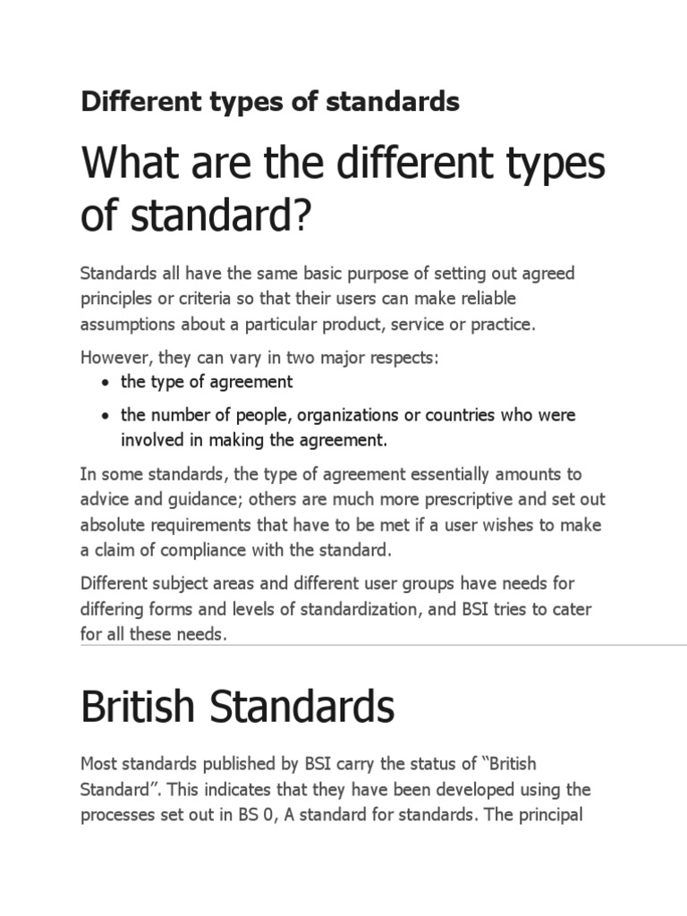 Different Types of Standards | PDF | Business