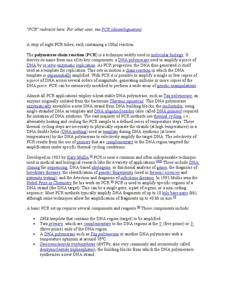 PCR | PDF | Polymerase Chain Reaction | Primer (Molecular Biology)