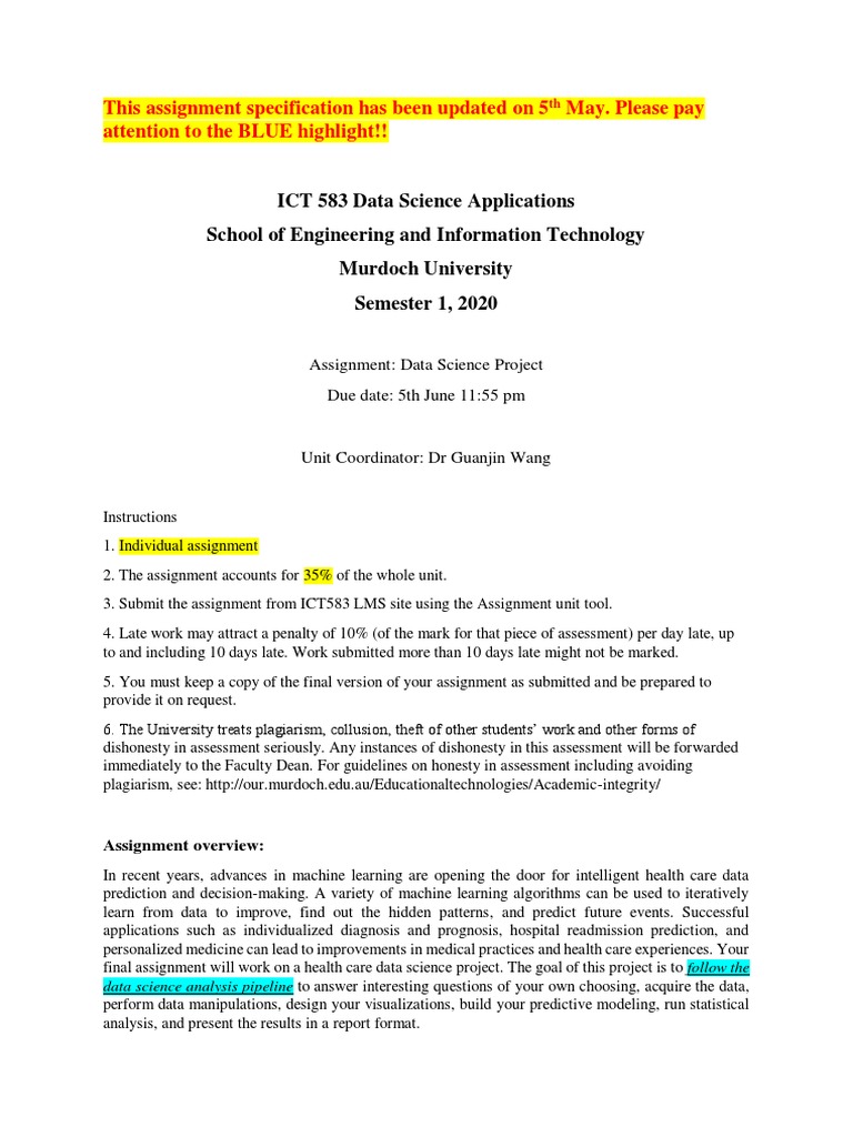ICT583 Data Science Applications - Final Assignment - Individual - UPDATED!!! - Explanation ...