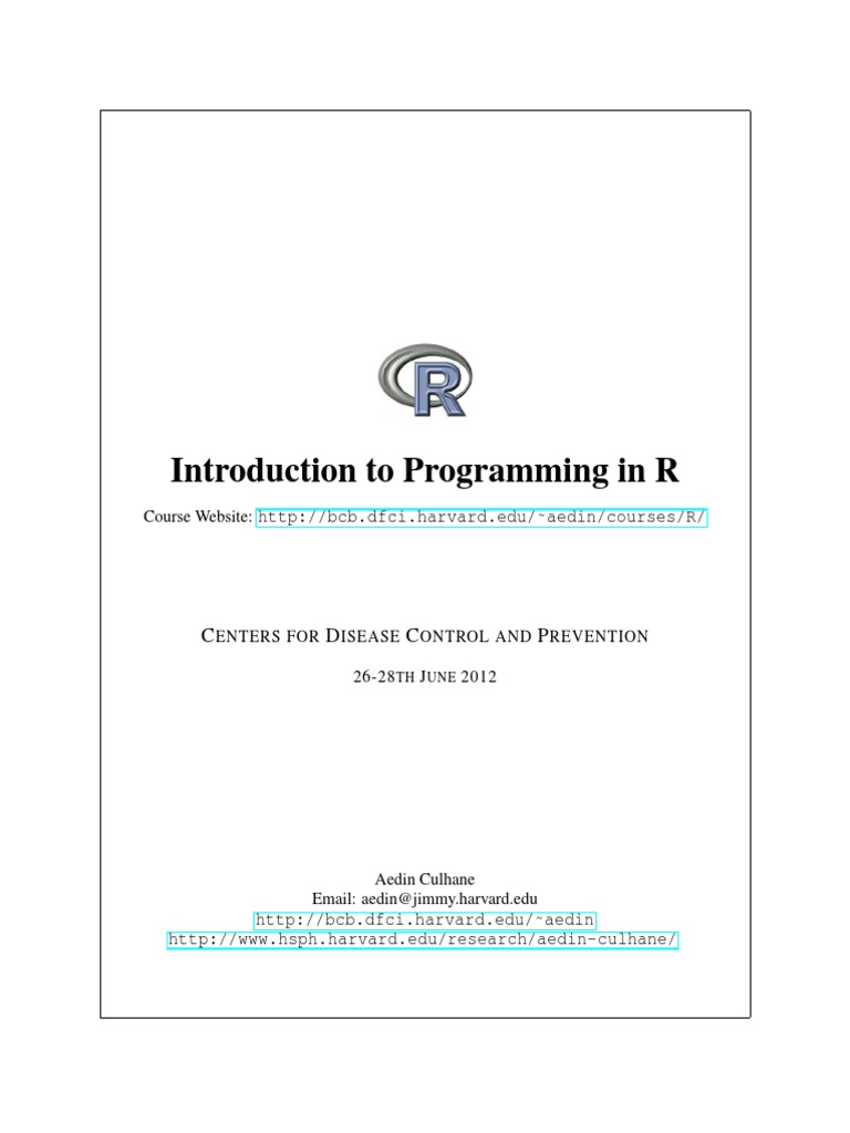 Introduction To Programming in R: C D C P | PDF | Command Line ...