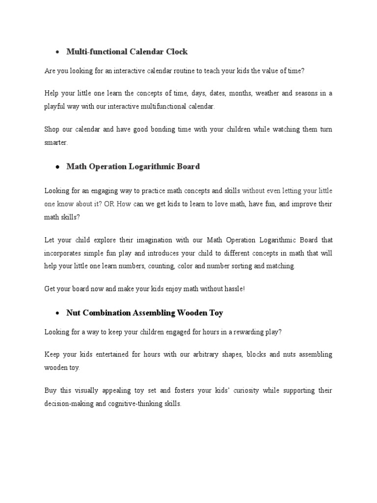 Multi-Functional Calendar Clock: Math Operation Logarithmic Board | PDF