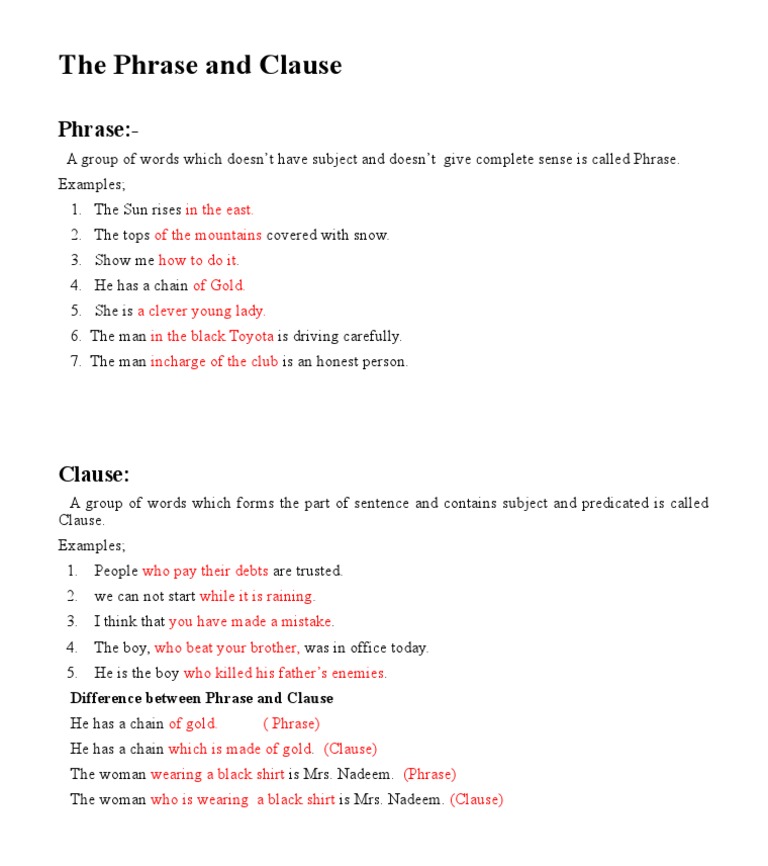 Understanding Phrases and Clauses | PDF