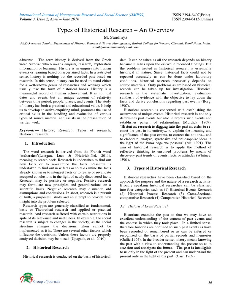 Types of Historical Research - An Overview | PDF | Social Science ...
