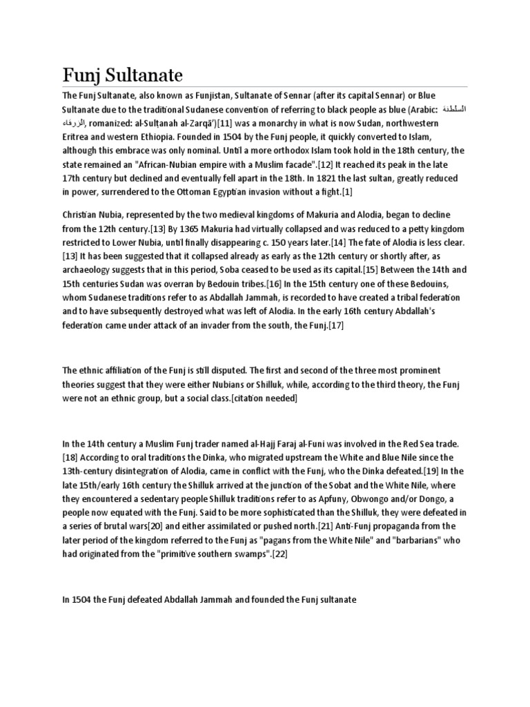 Funj Sultanate | Download Free PDF | Middle East | Sudan