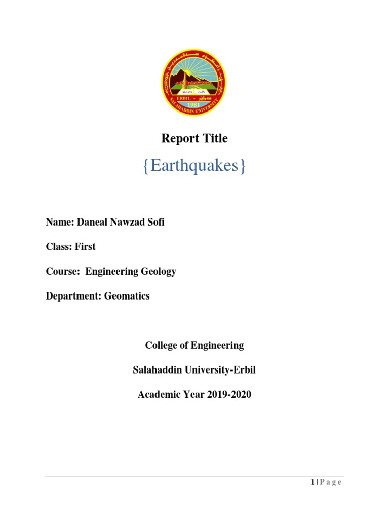 (Earthquakes) : Report Title | PDF | Seismology | Earthquakes