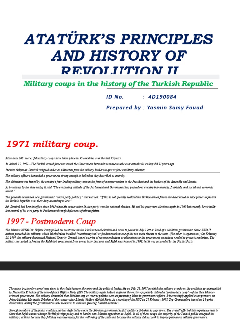 Atatürk'S Principles and History of Revolution Ii: Military Coups in ...
