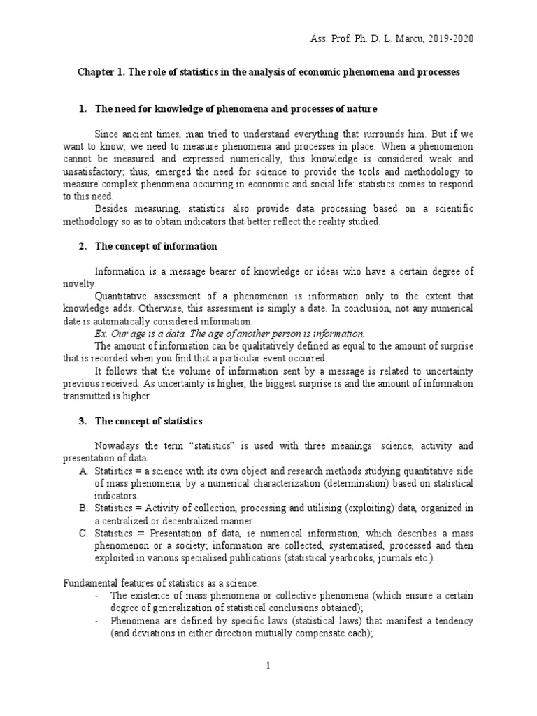 Chapter 1. The Role of Statistics in The Analysis of Economic Phenomena ...