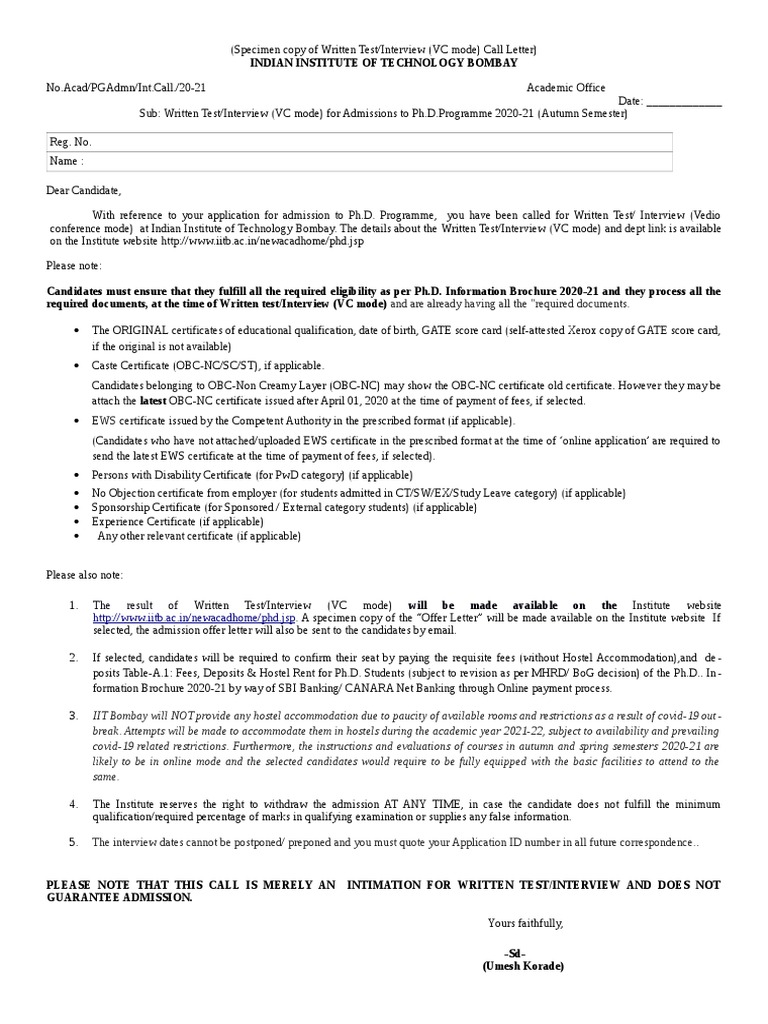 PHD Sample Letter | PDF | University And College Admission | Doctor Of ...