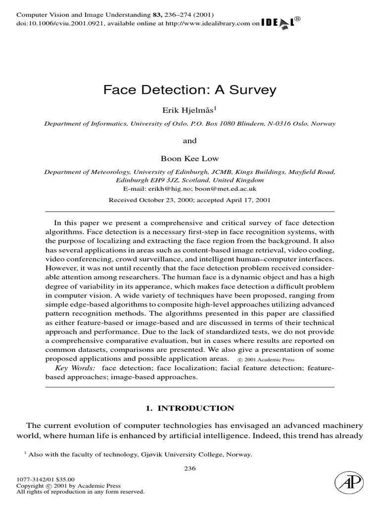 1.face Detection - 2001 | PDF | Computer Vision | Image Segmentation