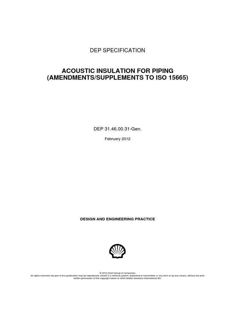 Acoustic Insulation For Piping (Amendments Supplements To ISO 15665) 31460031 | PDF ...