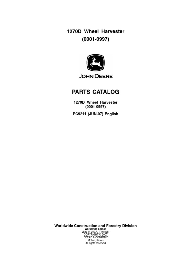 Parts Catalog: 1270D Wheel Harvester (0001-0997) | PDF | Elevator | Air ...