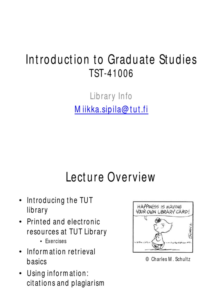 Introduction To Graduate Studies: Library Info | PDF | Citation | Books
