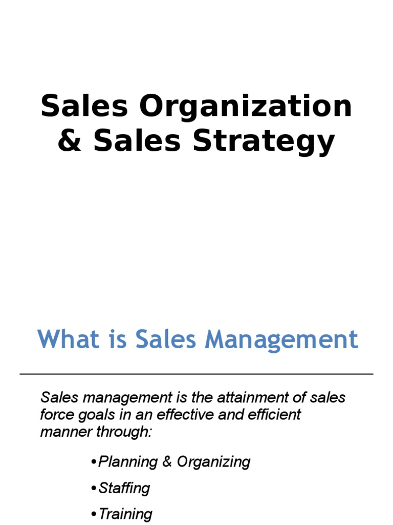 Sales Organization & Sales Strategy | PDF | Sales | Revenue