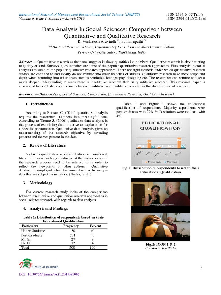 Data Analysis in Social Sciences Comparison Between Quantitative and ...