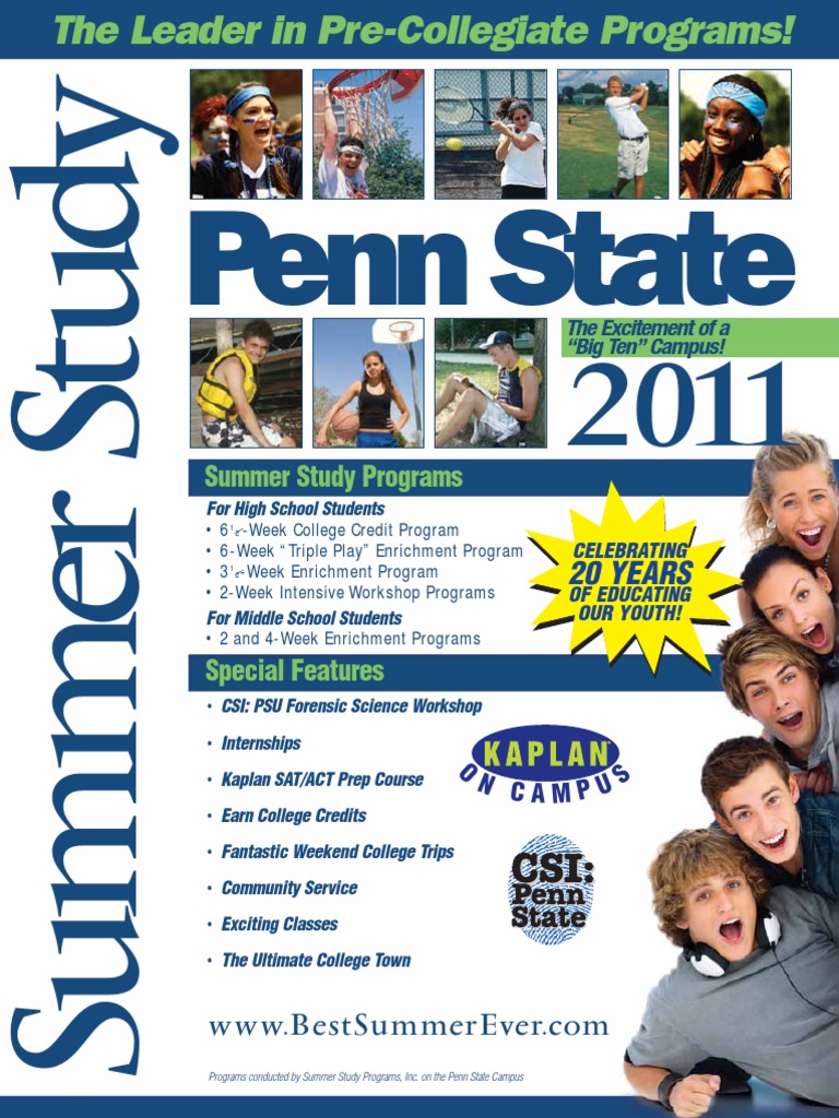 Summer Study at Penn State Brochure 2011 | PDF | Pennsylvania State ...