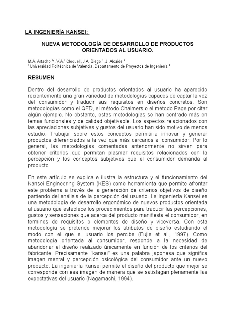 La Ingeniería Kansei | PDF | Diseño | Bases de datos