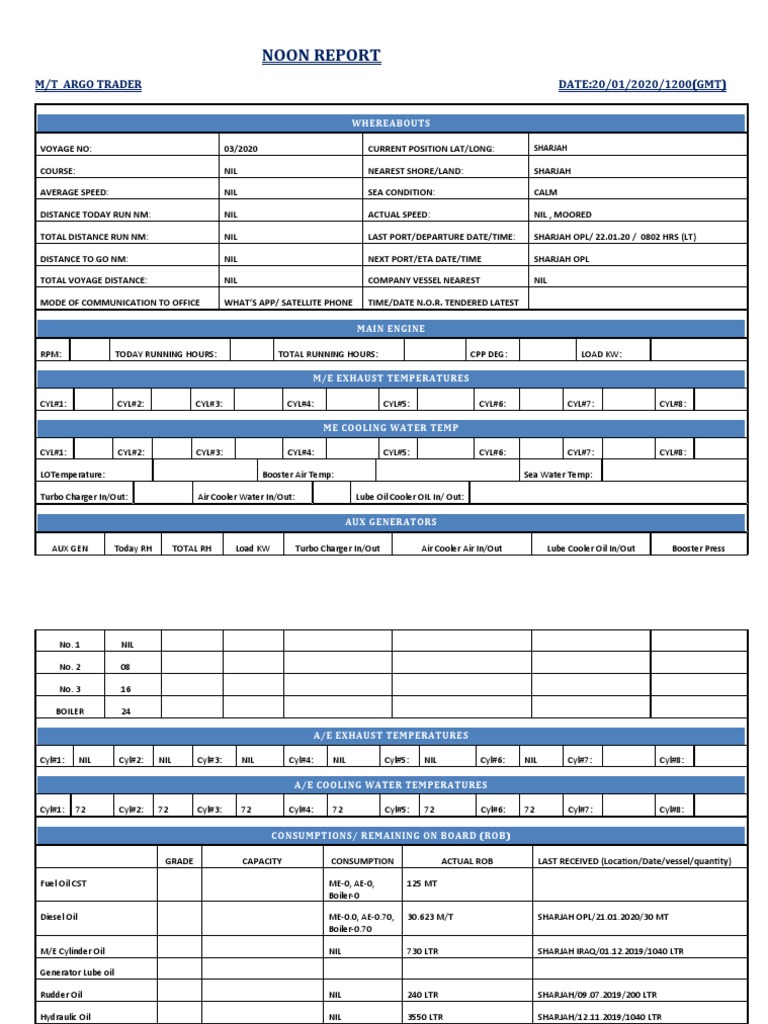 Noon Report | PDF | Machines | Engines