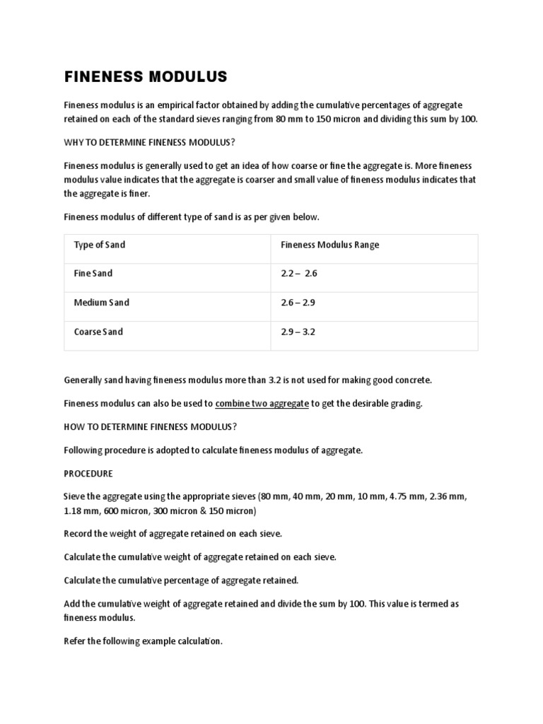 Fineness Modulus | PDF | Sand | Construction Aggregate