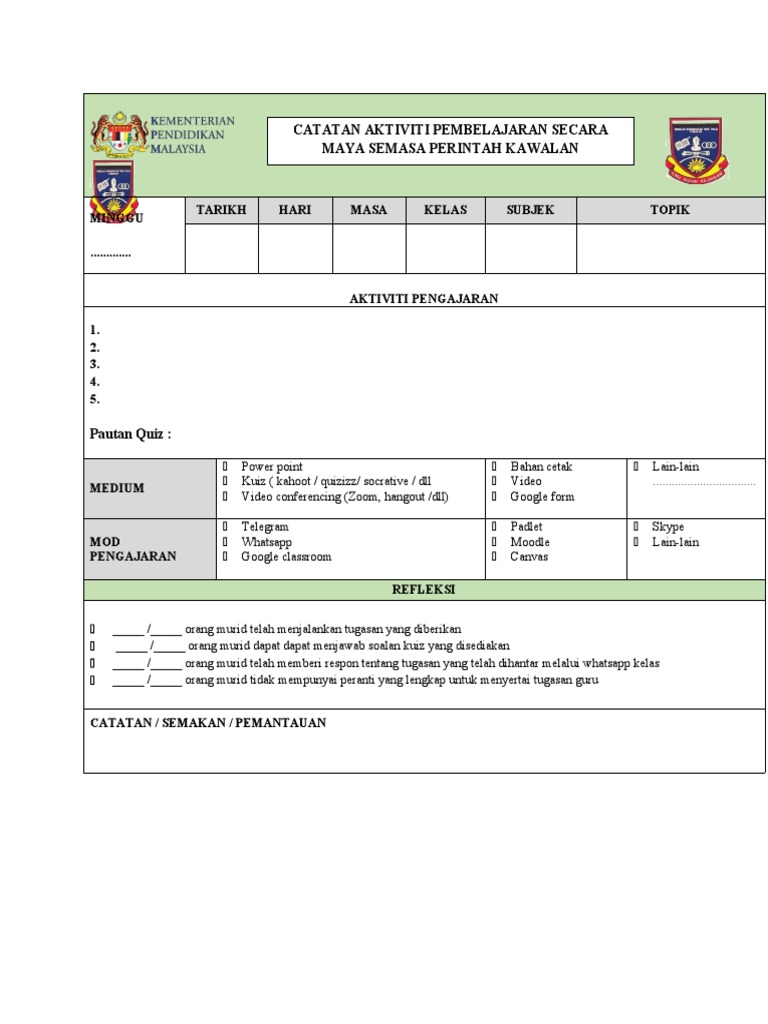 Catatan RPH PKP 2020 SK Paya Pulai | PDF