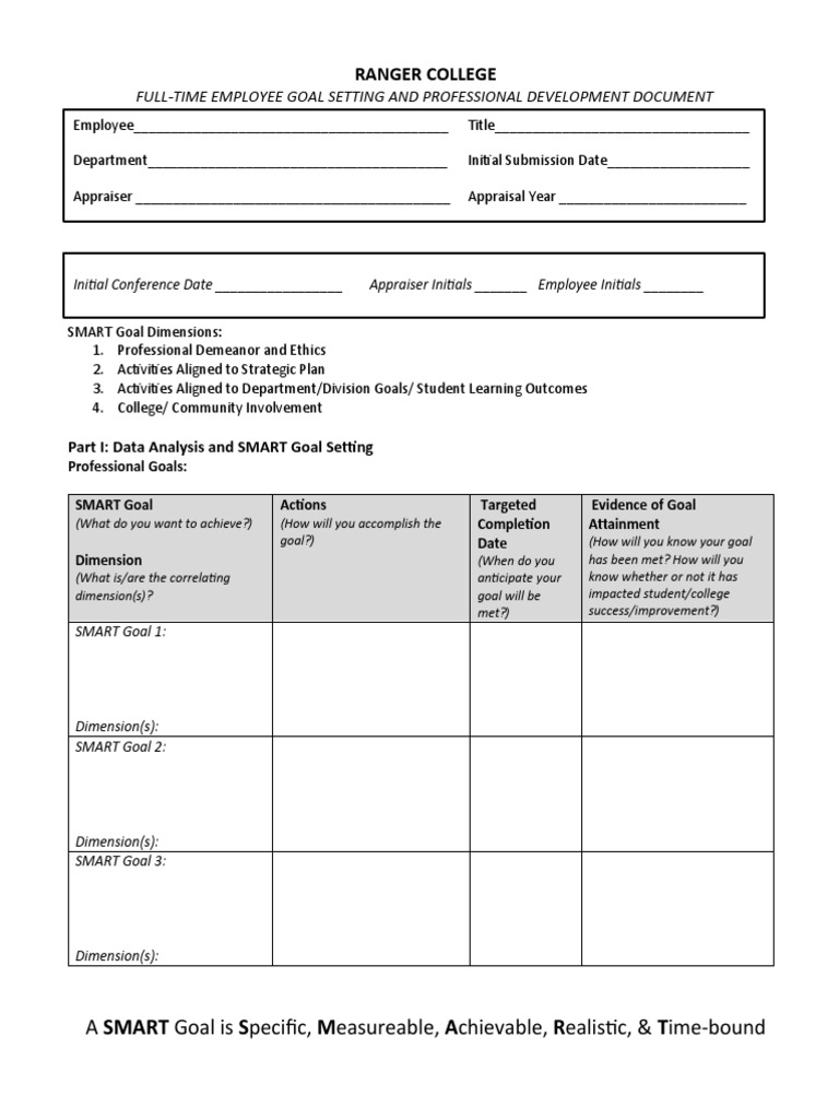 Ranger College: Full-Time Employee Goal Setting and Professional ...