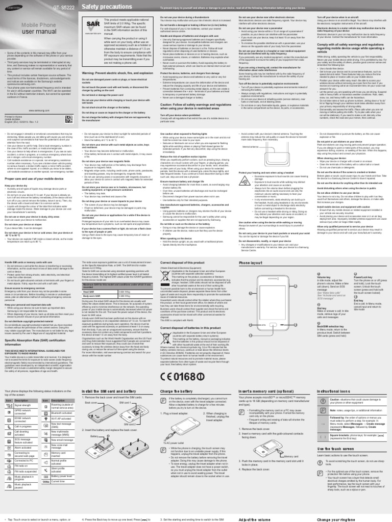 User Manual: Mobile Phone | PDF | Battery Charger | Headphones