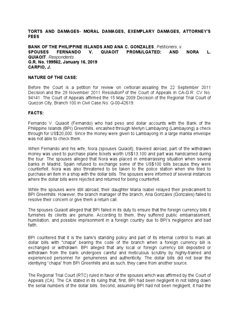 Bpi Case | PDF | Negligence | Damages