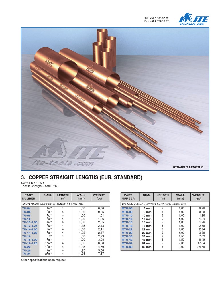 Copper Straight Lengths (Eur. Standard) | PDF