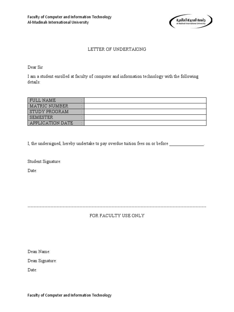 Letter of Undertaking | PDF