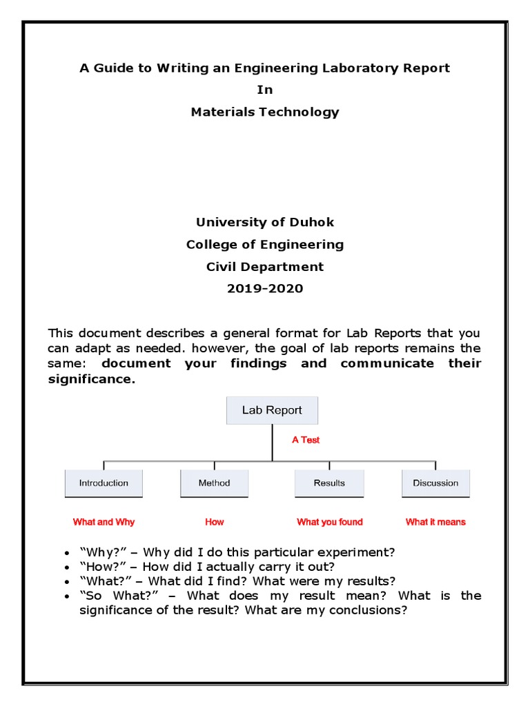 A Guide To Writing An Engineering Laboratory Report in Materials Technology | PDF | Experiment ...