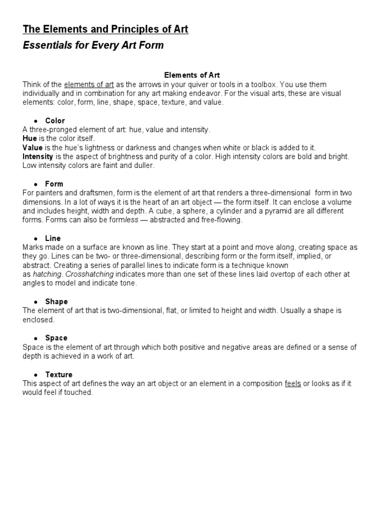 Essentials For Every Art Form: The Elements and Principles of Art | PDF ...