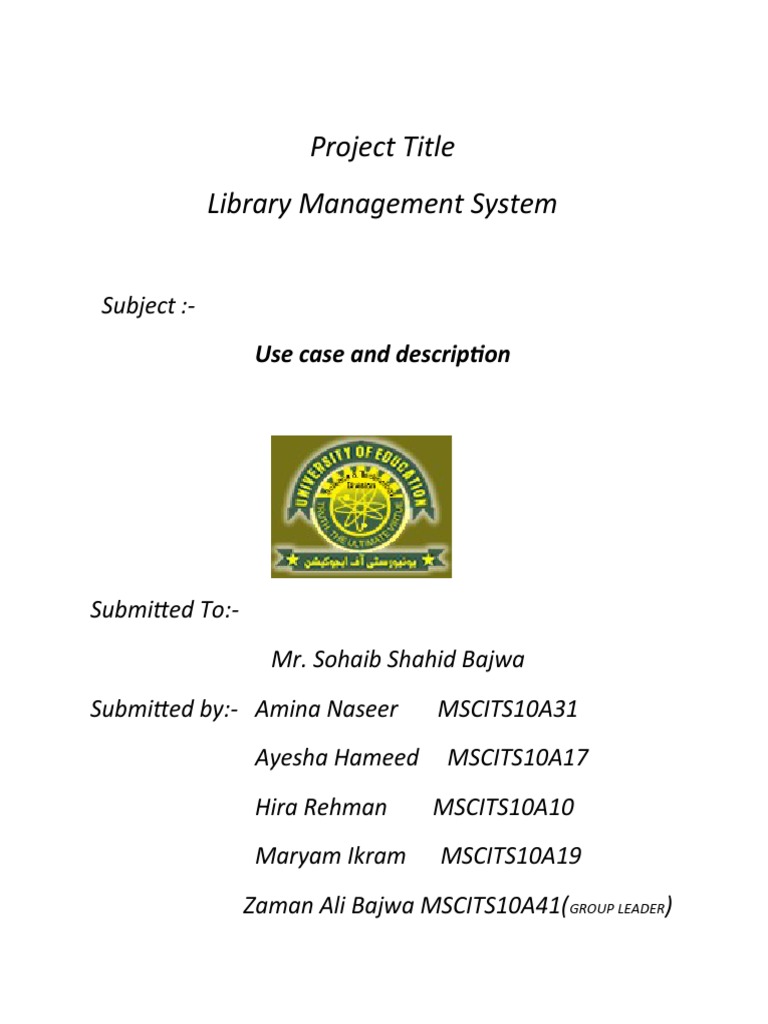 Project Title Library Management System: Subject | PDF | Use Case ...