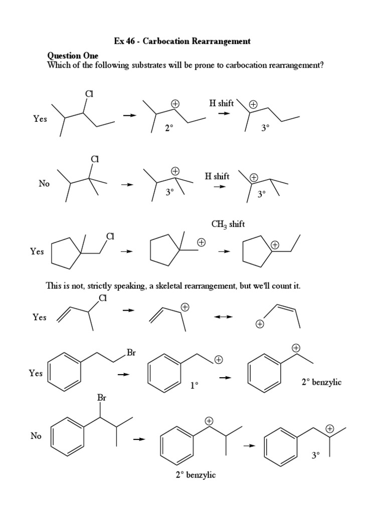 Ex 46 - Carbocation Rearrangement Question One | PDF