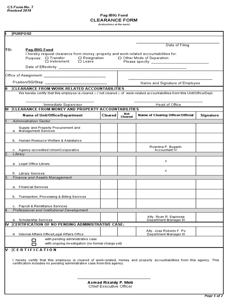 CSC Form No. 7 Clearance Instructions | PDF | Economies | Business