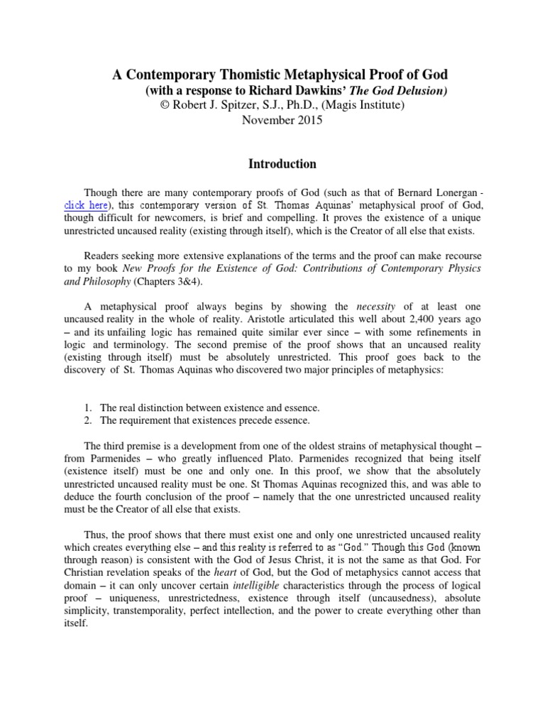 Contemporary Thomistic Metaphysical Proof of God | PDF | Thomism | Reality