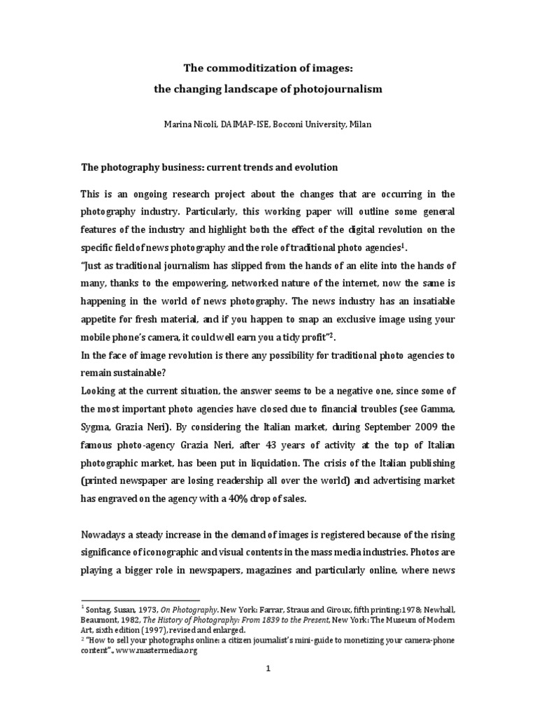 The Commoditization of Images: The Changing Landscape of ...