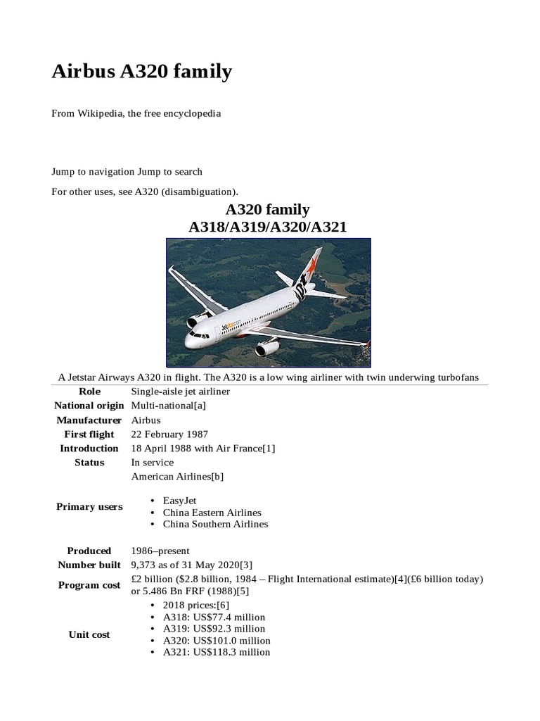 Airbus A320 Wikipedia | PDF | Airbus | Jet Aircraft