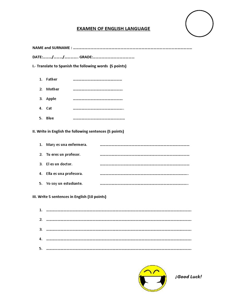 Examen of English Language | PDF