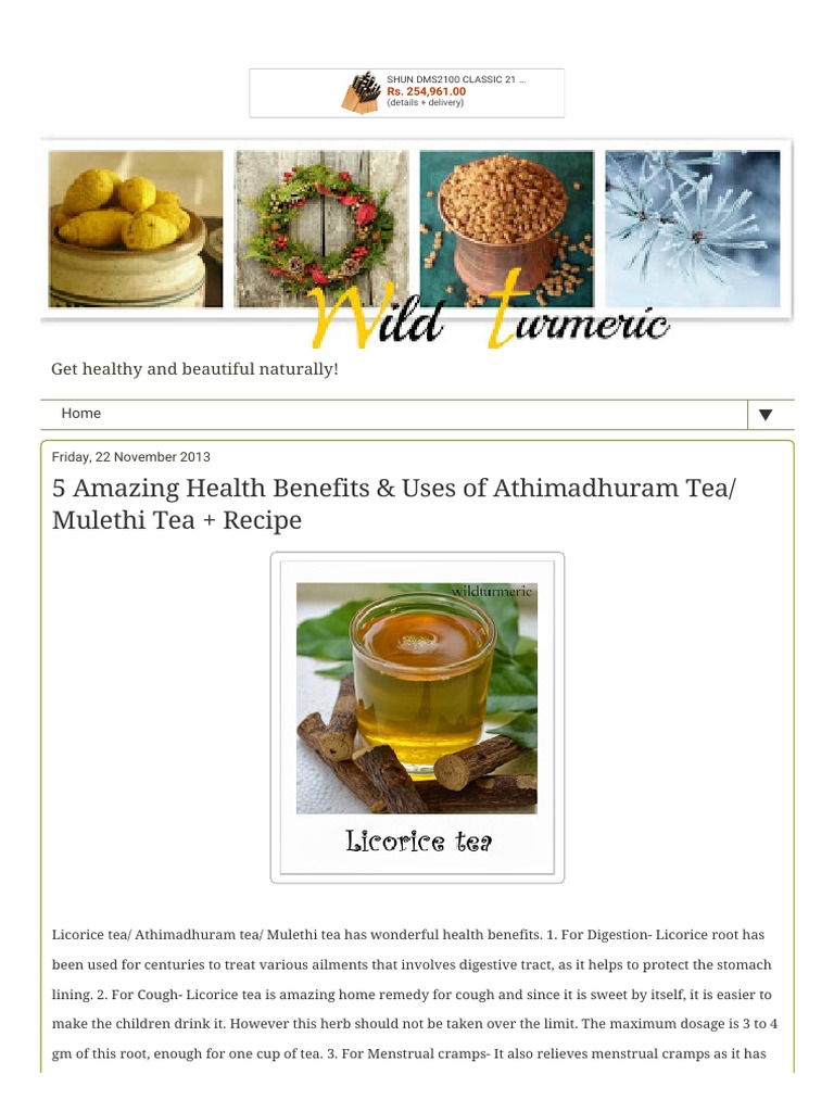 5 Amazing Health Benefits & Uses of Athimadhuram Tea/ Mulethi Tea ...